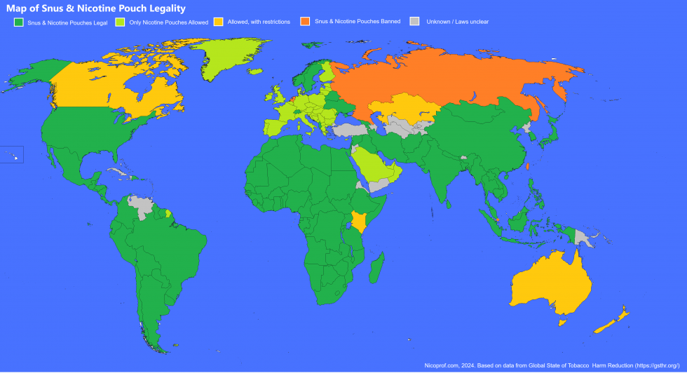 Where is Snus Legal? The Big Snus Map (2024) - NICOPROF